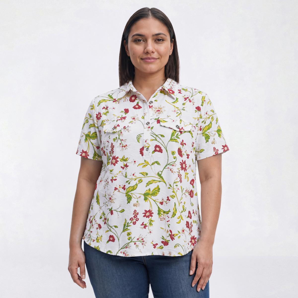 Click here for Plus Size Emily Daniels Short Sleeve Jacquard Flor... prices
